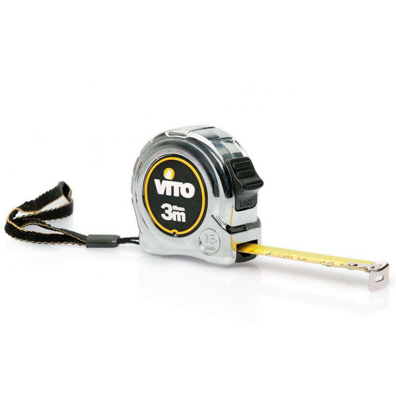 Mètre ruban 3M x 16mm rétractable Acier chromé Haute résistance Crochet ...